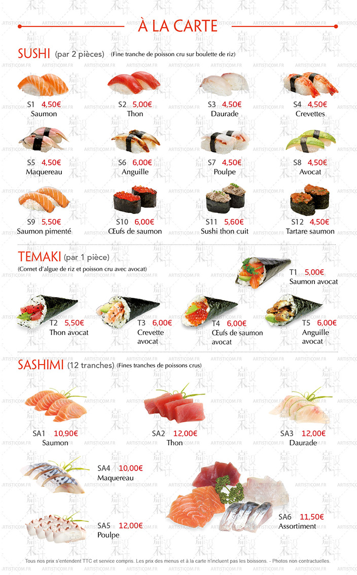 A la carte – TOYO SUSHI