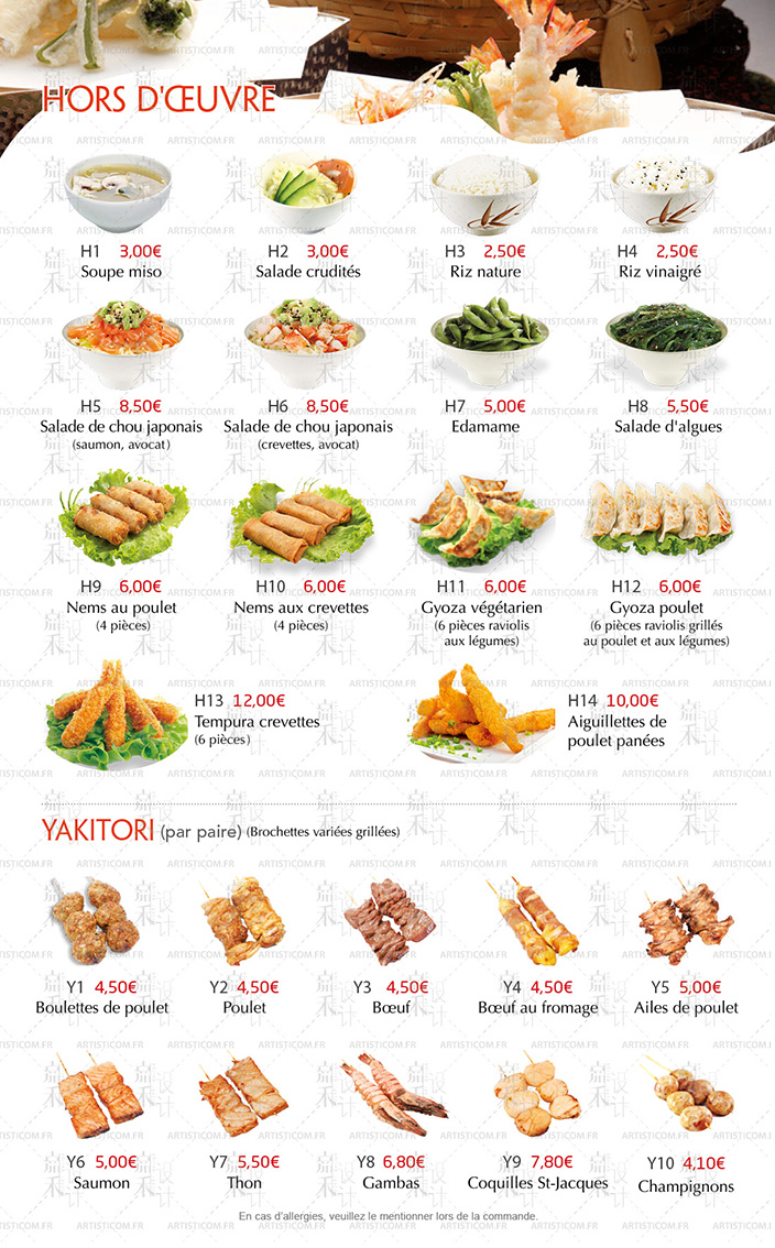 A la carte – TOYO SUSHI